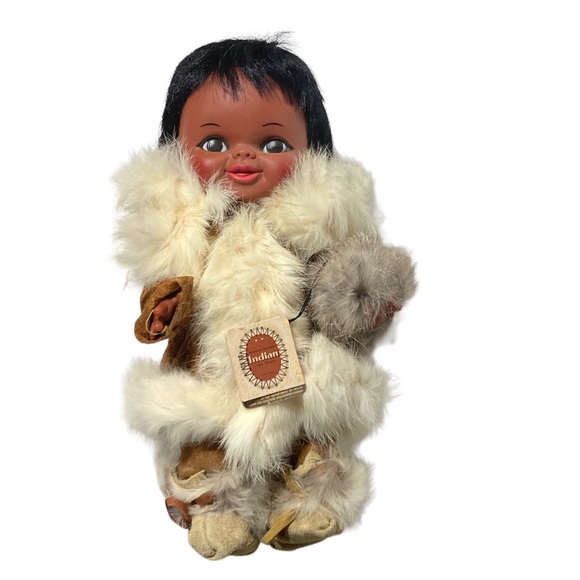 Toys | Vintage Big Eye Rubber Face 12 Inuk Inuit Doll Genuine Beaver ...